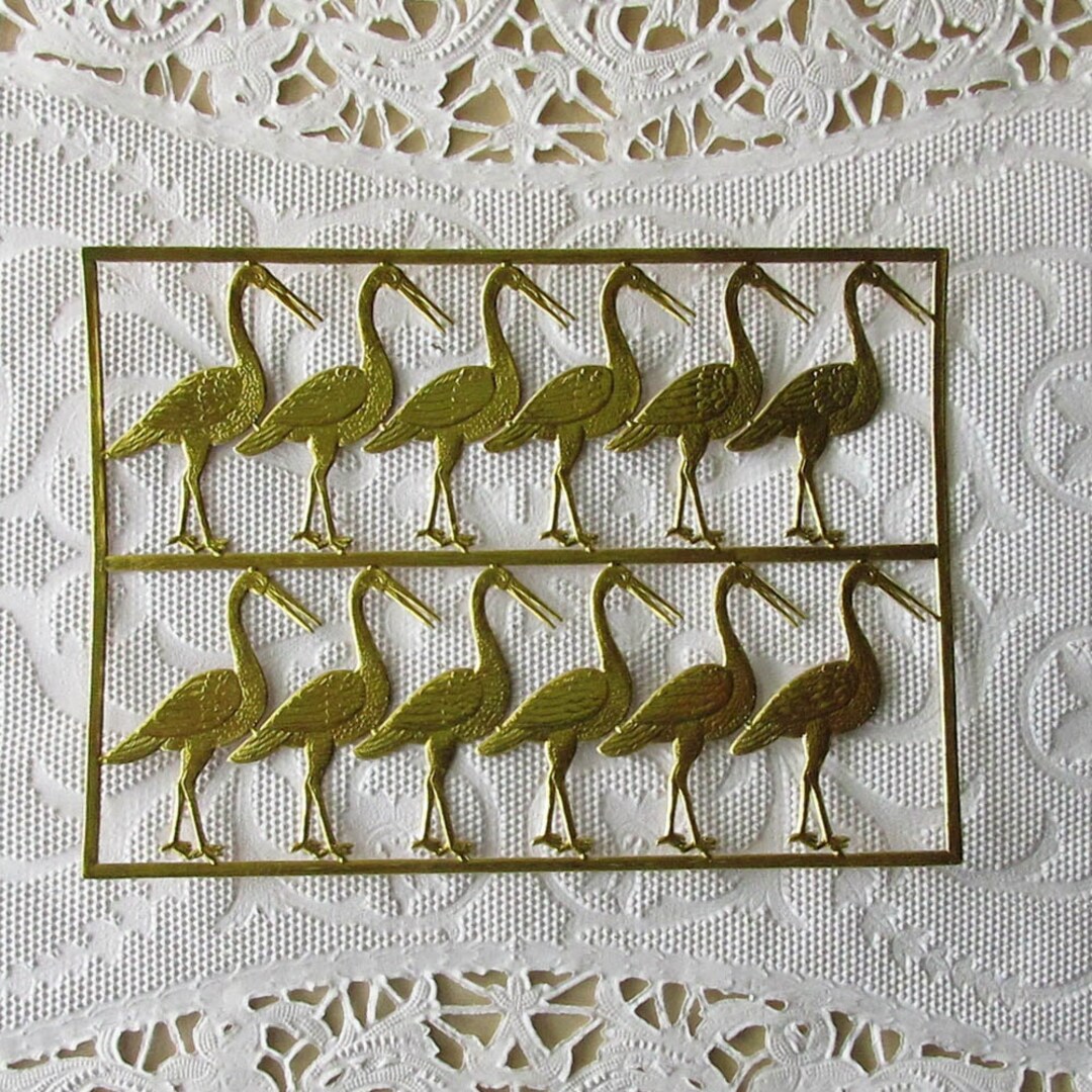 12 Vintage Birds Storks West Germany Dresden Die Cut Embossed Figures ...