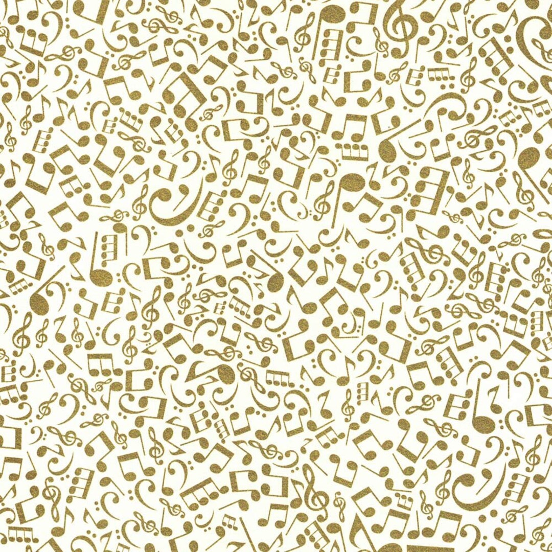 2 Sheets Metallic Gold Musical Notes Print Italian Paper ~ Rossi Italy ...