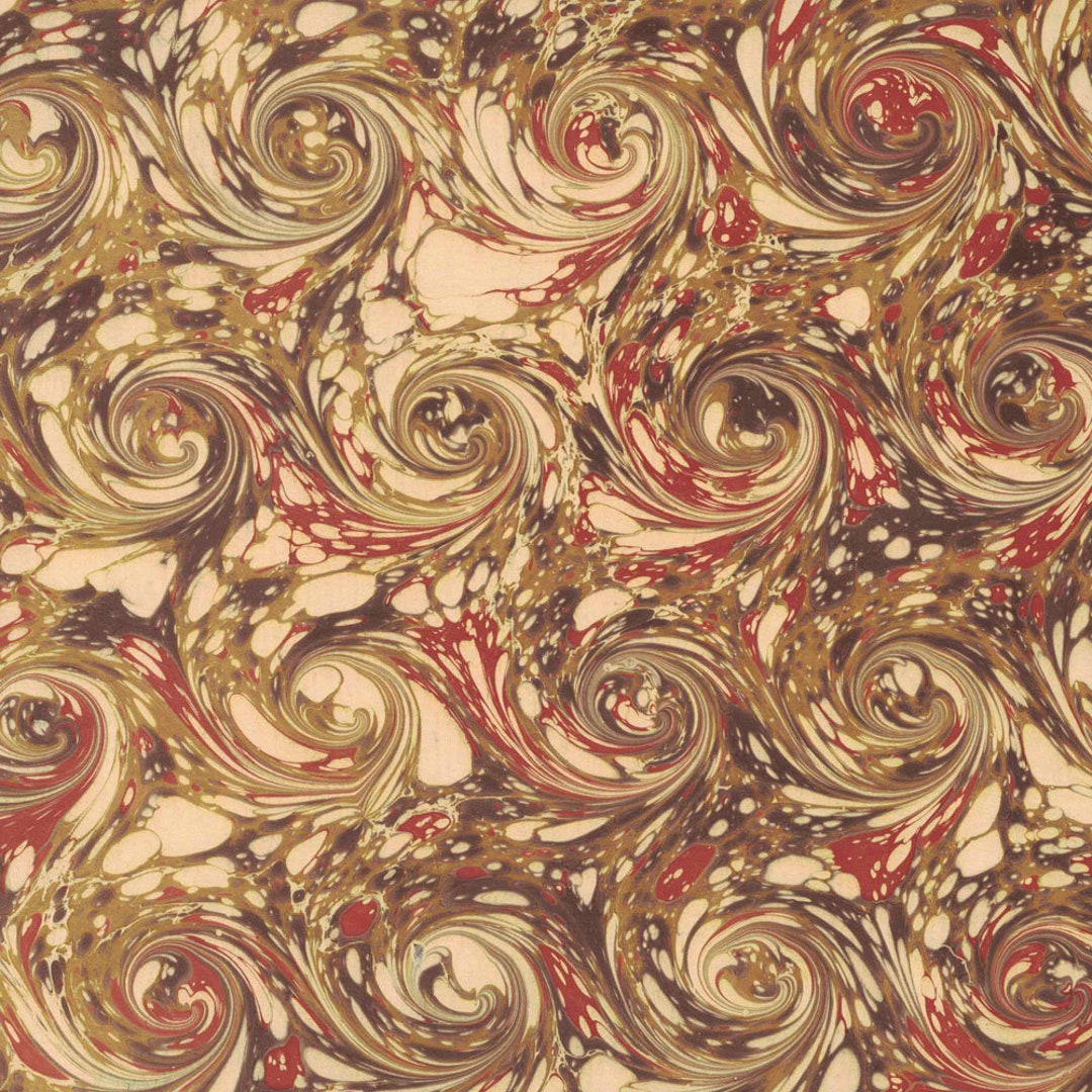From Italy Italian Hand Marbled Paper French Curl Pattern in Yellow and ...