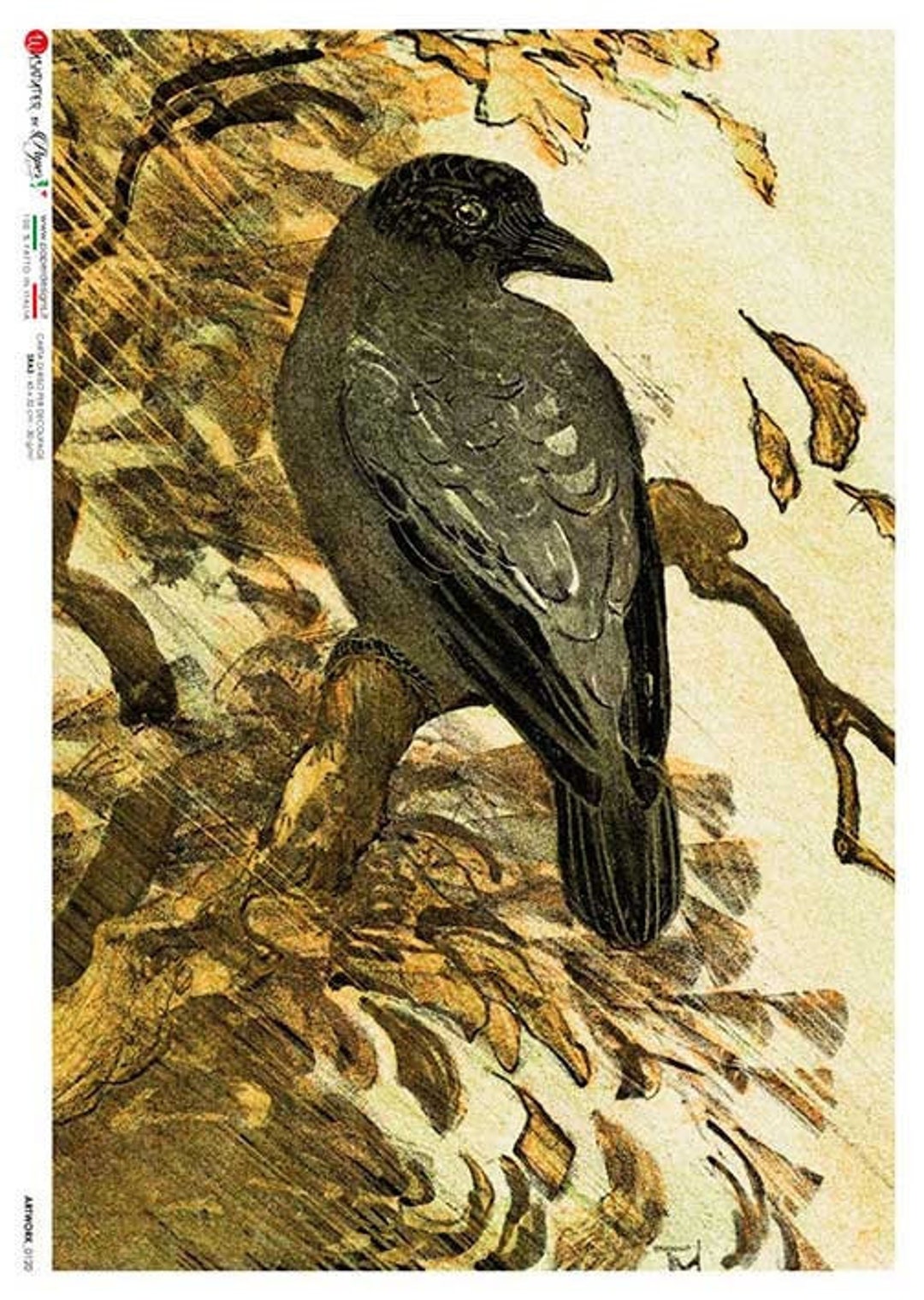 2 Sheets Italy Rice Paper Decoupage Raven Black Bird Halloween RCP-AW ...
