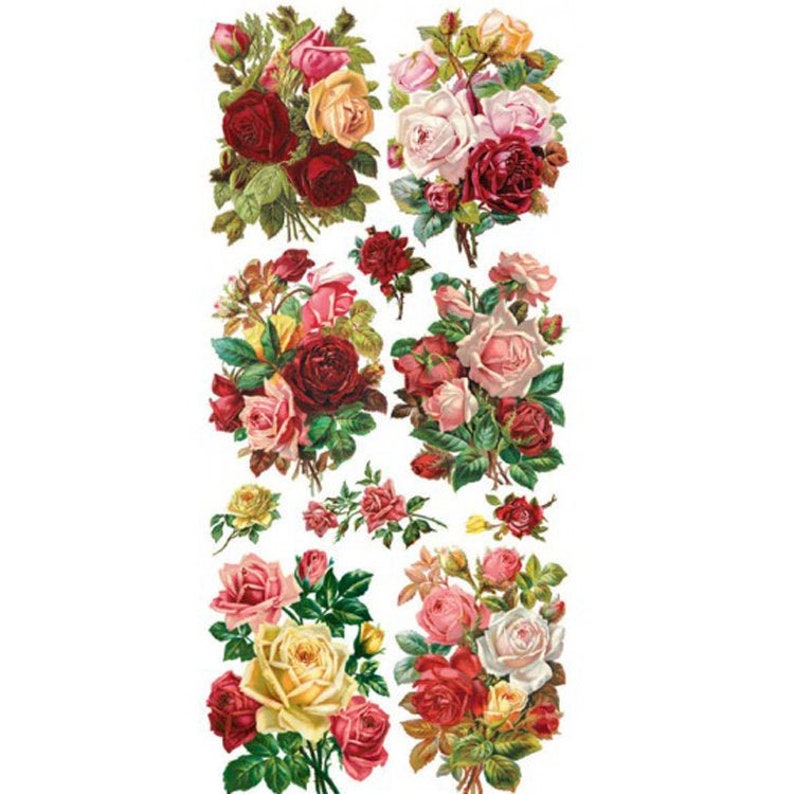3 Sheets Self Adhesive Rose Bouquets Stickers Colorful - Etsy
