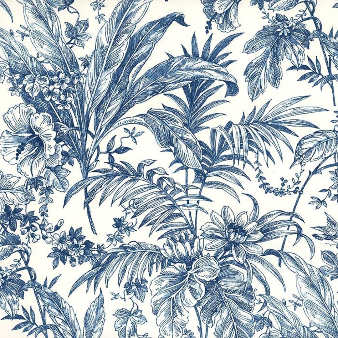 From Italy 2 Sheets Blue Toile Leaves Print Italian Paper ~ Tassotti ...