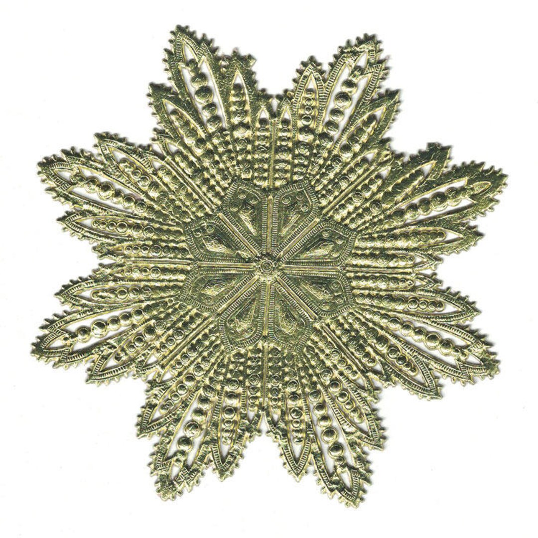 2 Dresden Trim Large Gold Snowflakes Medallions Stars Paper Foil ...