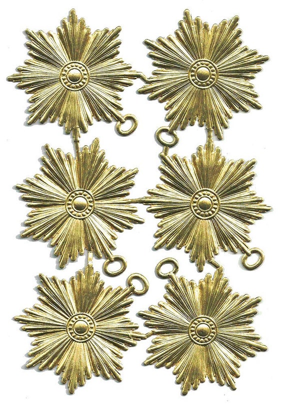 6 Dresden Large Radiant Star Medallions Germany Fancy Die Cut | Etsy