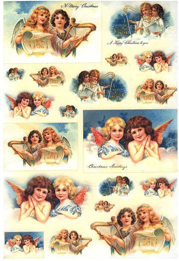2 Sheets Italy Rice Paper Decoupage Vintage Images Angels | Etsy
