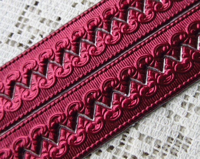12 Strips Dresden Trim Germany Burgundy Embossed Fancy Foil Paper ...