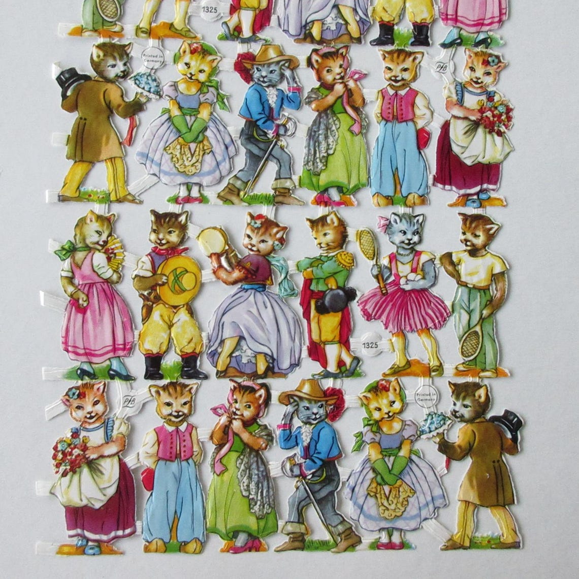 From Germany Vintage PZB Die Cut Paper Scraps Anthropomorphic Cats 1325 ...