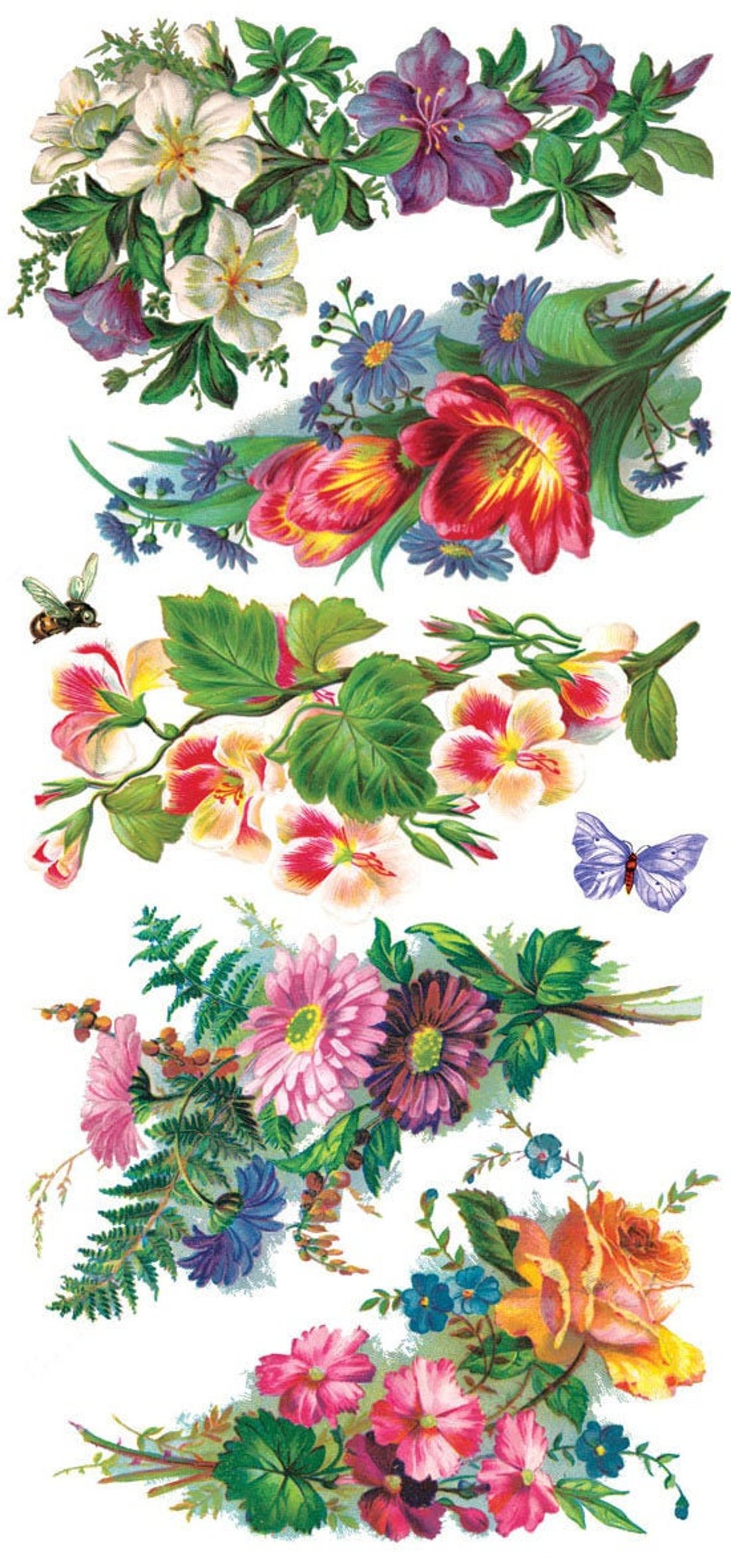 3 Sheets Self Adhesive Colorful Flowers Stickers Colorful Scrapbooking ...