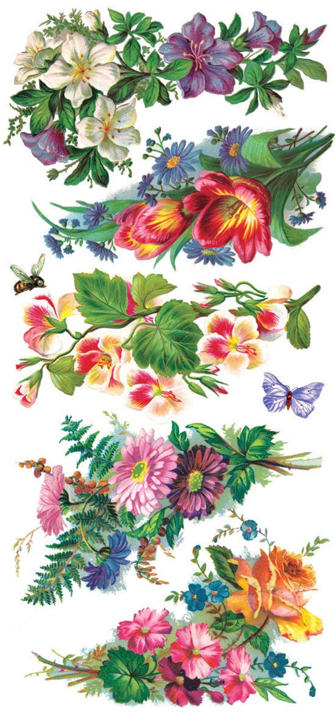 3 Sheets Self Adhesive Colorful Flowers Stickers Colorful Scrapbooking ...