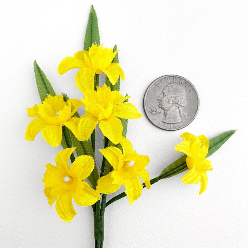 From Austria 6 Fabric Millinery Flowers Yellow Daffodils Narcissus NAT ...