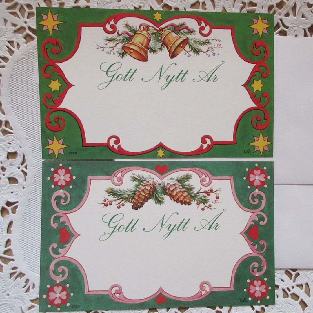 10 Sweden Swedish Christmas Cards With Envelopes 2 Designs Happy New ...