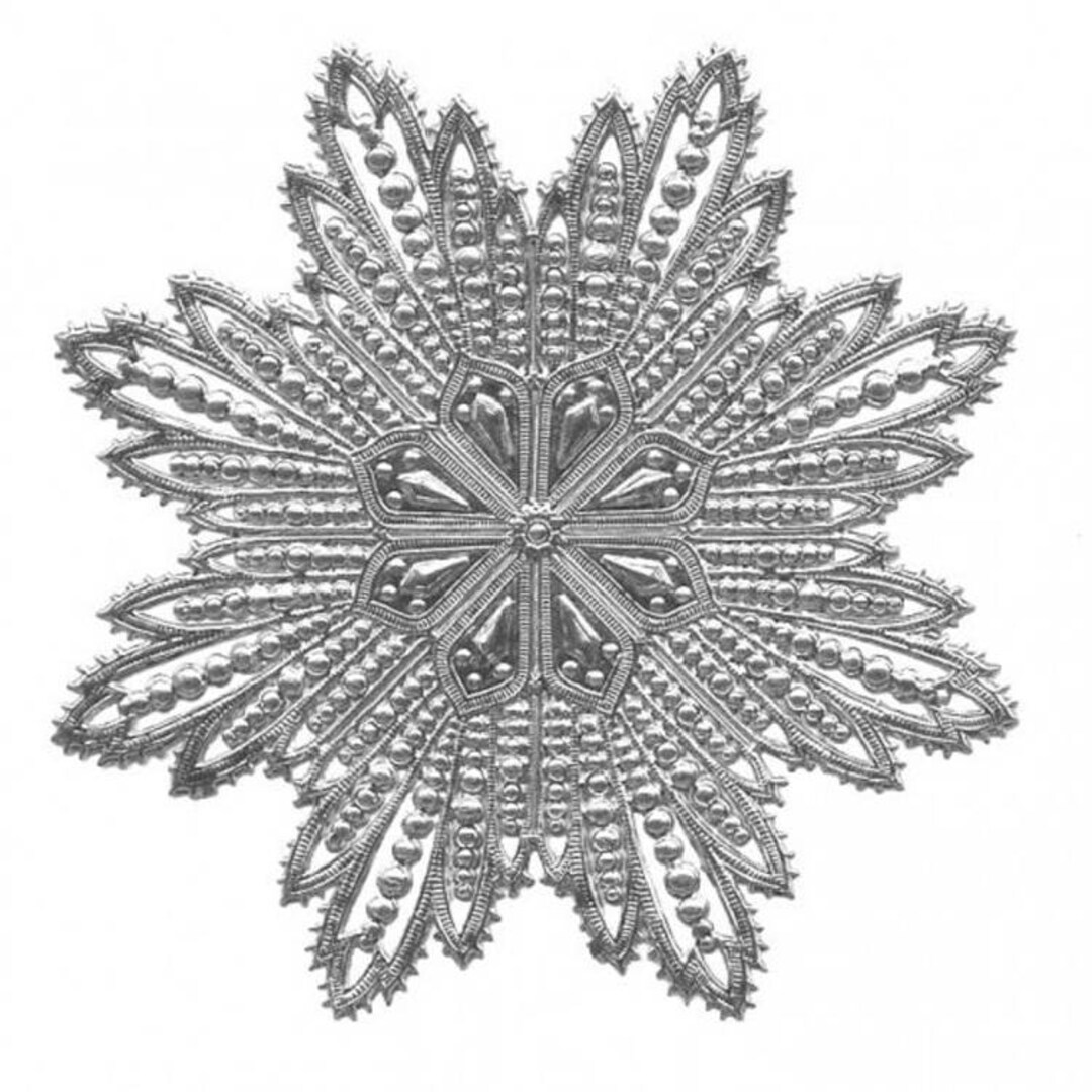 2 Dresden Trim Large Silver Snowflakes Medallion Paper Foil Germany Die ...