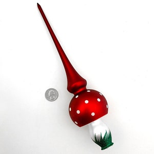 1 Czech Blown Glass Mushroom Tree Topper Christmas Ornament Decoration ...