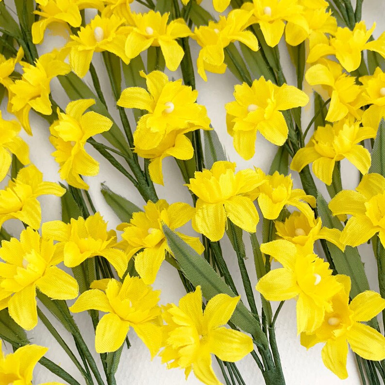 From Austria 6 Fabric Millinery Flowers Yellow Daffodils Narcissus NAT ...
