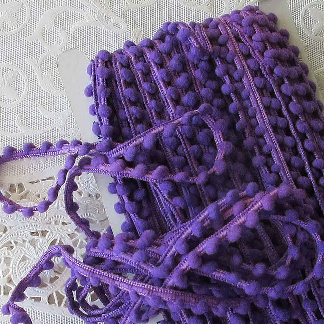 10 Yards Tiny 1/4" Little Pom Pom Fringe Edging Ribbon in Royal Purple ...