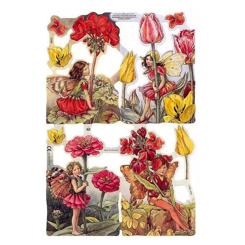 England Paper Scraps Lithograph Die Cut Flower Fairies by - Etsy