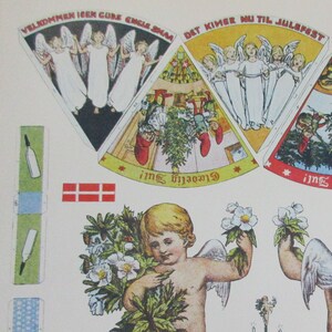 Vintage Denmark Christmas Angels Gnomes Tomte Paper Cones Craft Sheet ...