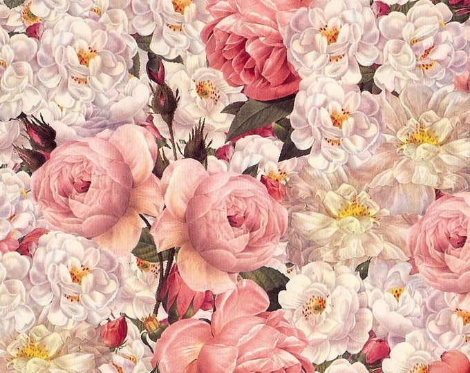 2 Sheets Cabbage Roses Italian Paper ~ Tassotti Italy IPT591 X2 - Etsy