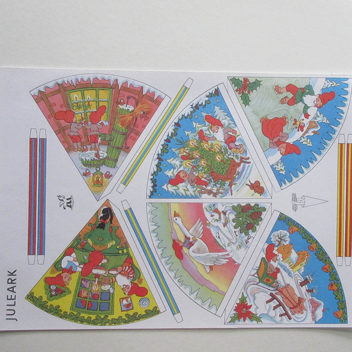 Vintage Denmark Christmas Gnomes Tomte Paper Cones Craft Sheet - Etsy