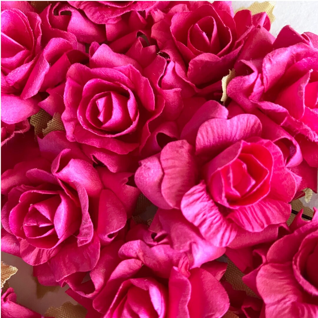 36 Paper Millinery Flowers Dainty Handmade Roses in Fuchsia- 6 Bundles ...