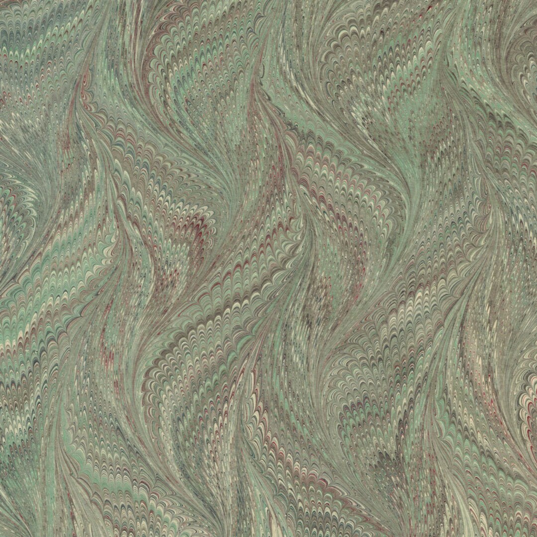 Italian Hand Marbled Paper Butterfly Pattern in Green and Red ...