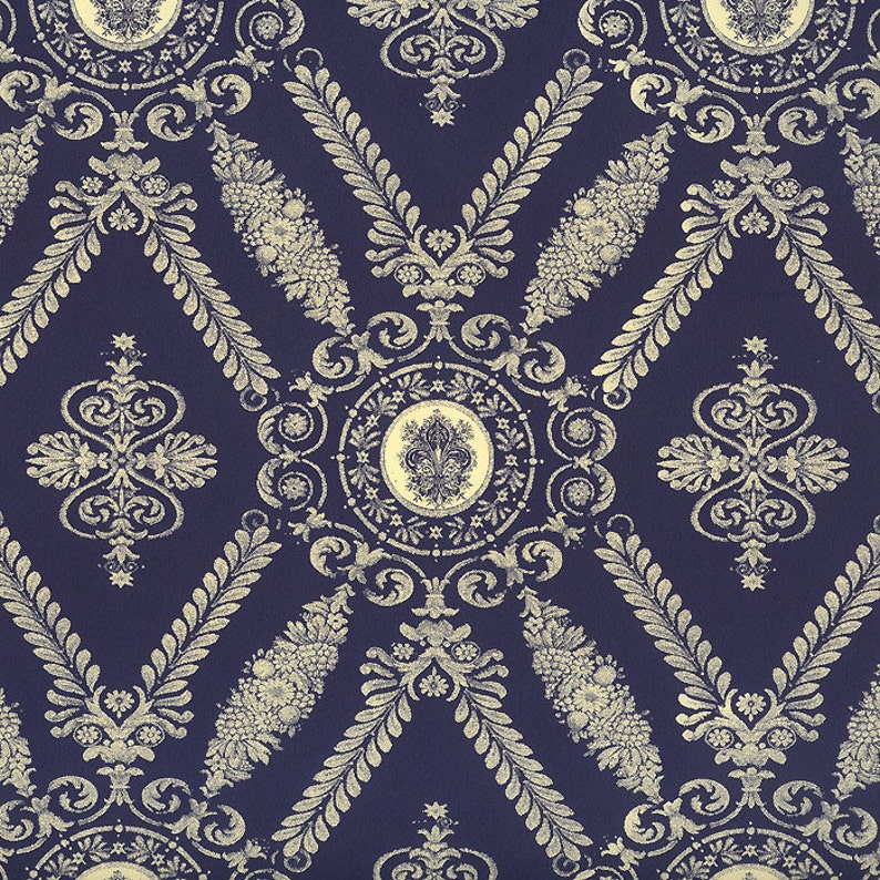 2 Sheets Blue Renaissance Scroll and Cartouche Print Italian | Etsy