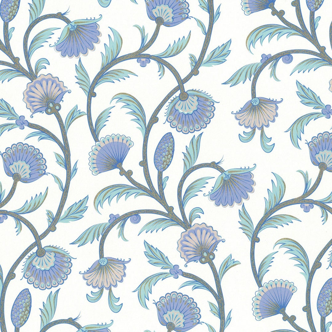 From Italy 2 Sheets Italian Blue Flowers Print Paper ~ Rossi IPR320BL ...