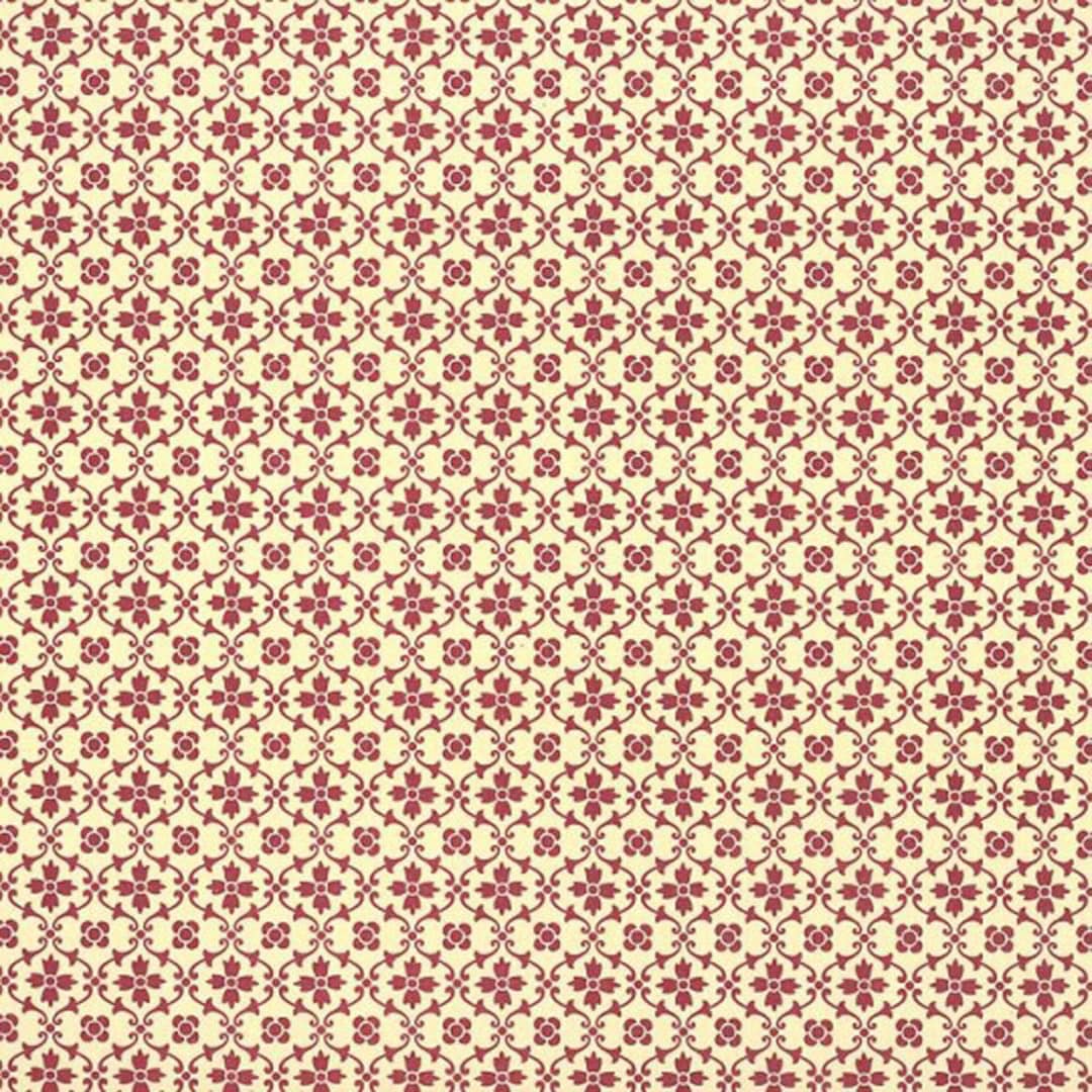 2 Sheets Burgundy Kitchen Flower Print Italian Paper ~ Carta Varese ...