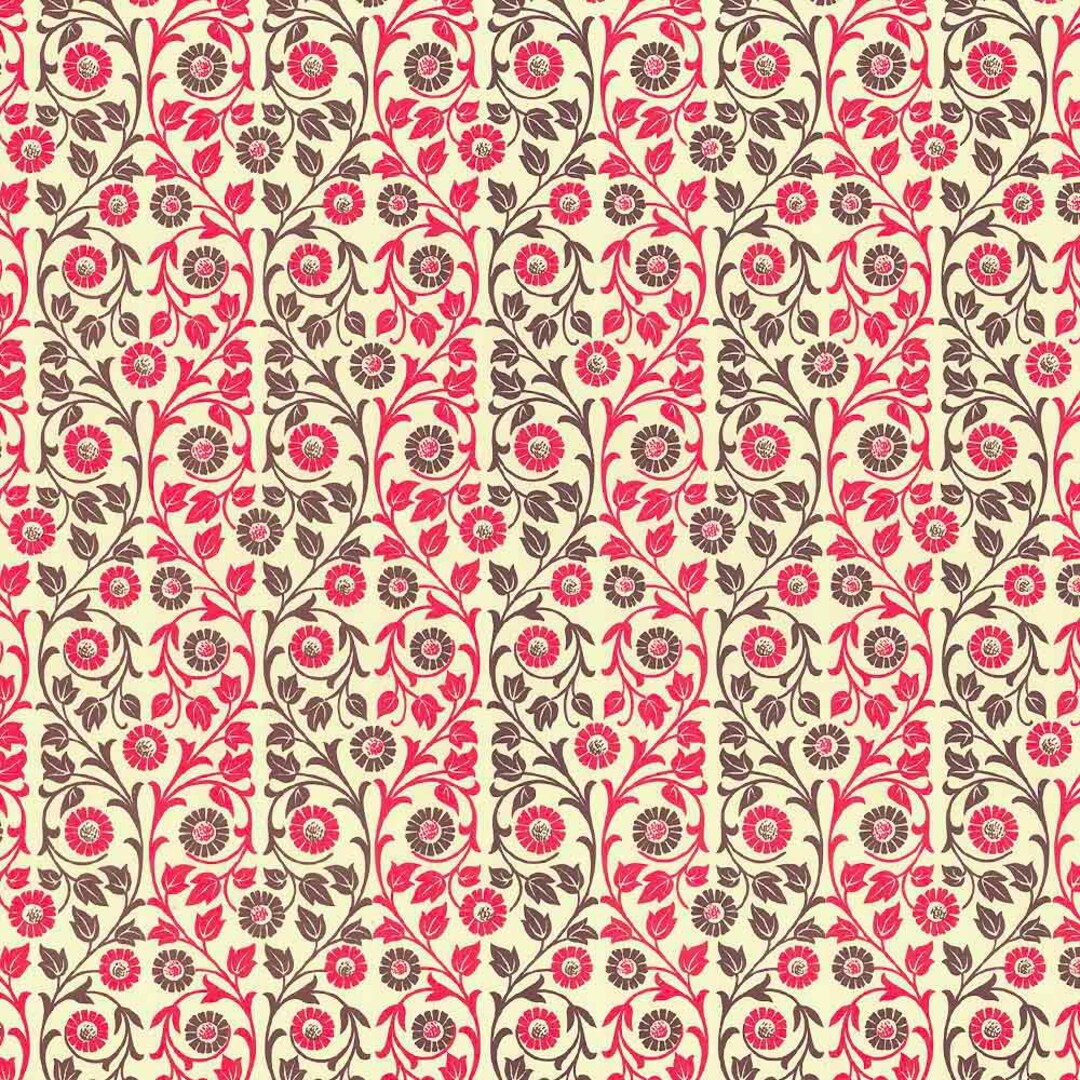 From Italy 2 Sheets Red and Brown Flower Print Italian Paper ~ Carta ...