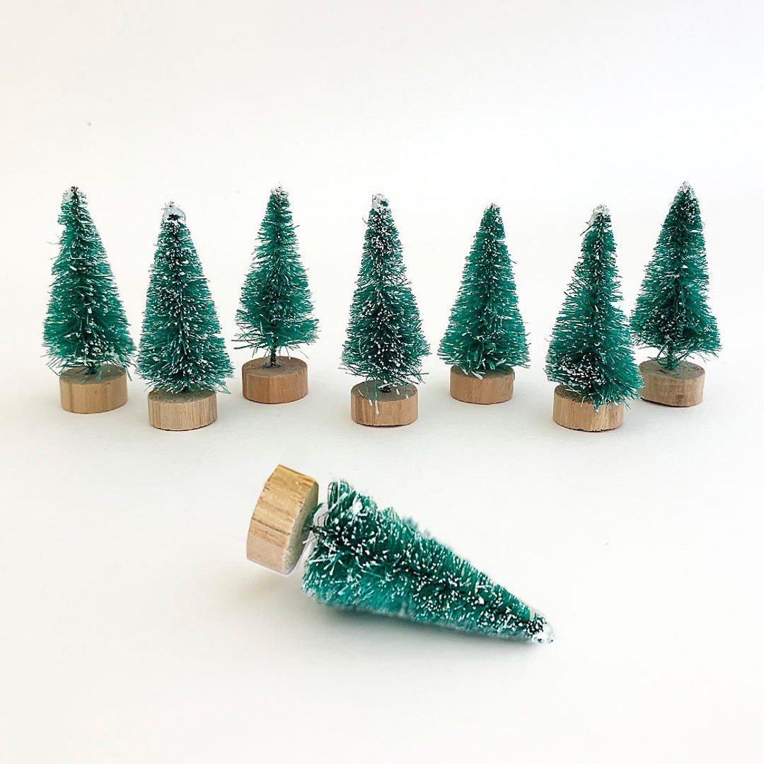 8 Mini Bottle Brush Trees Christmas Decorations 2" Each Retro Aqua BBT ...