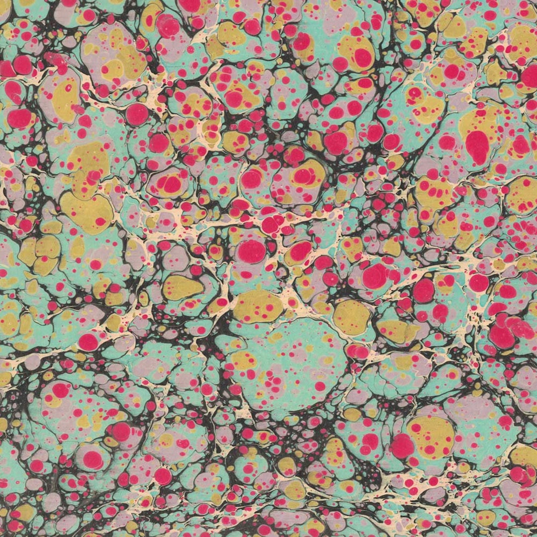 Italy Hand Marbled Paper Stone Marble Pattern in Aqua and Red ...