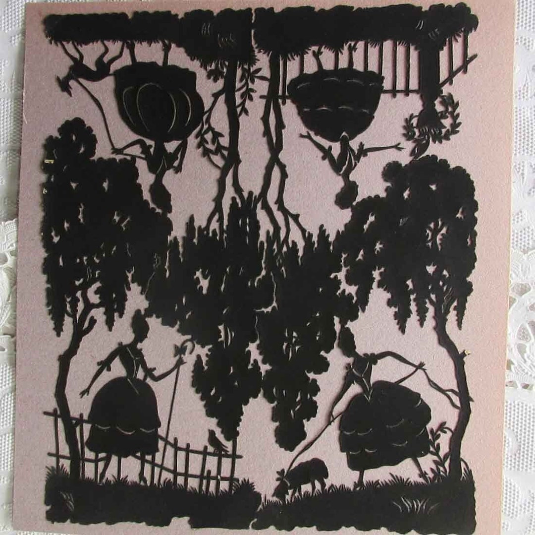 Vintage Scherenschnitte Paper Scraps Marie Antoinette Ladies Trees ...