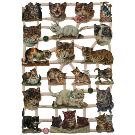 German Paper Scraps Lithographed Die Cut Victorian Cats 7329 - Etsy