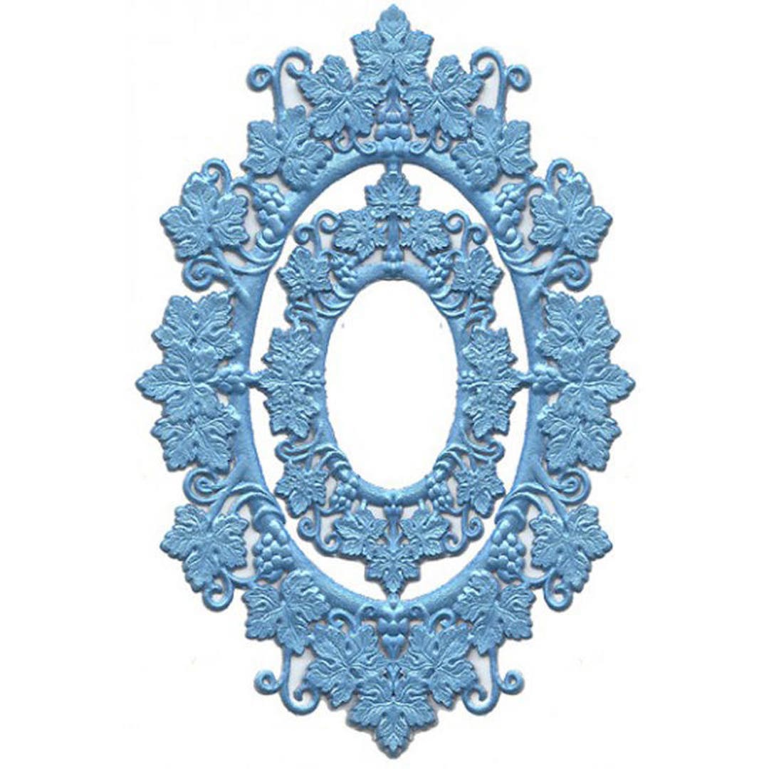 Dresden Frames Paper Foil Germany 2 Light Blue Oval Die Cuts Grapevine ...