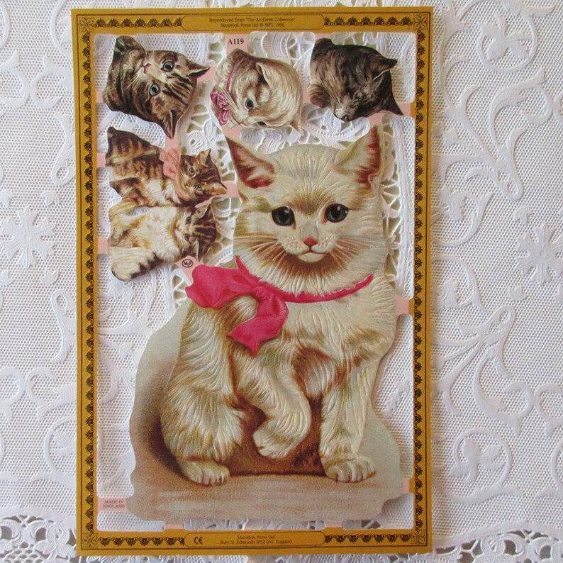 Vintage England Paper Lithograph Die Cut Scraps Victorian Cats - Etsy