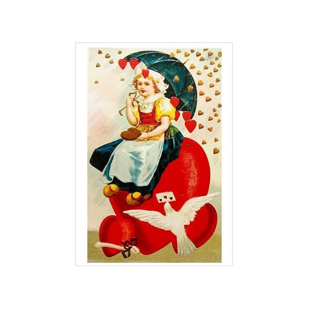 5 Valentines Holland Dutch Postcards Vintage Style Five Matching ...
