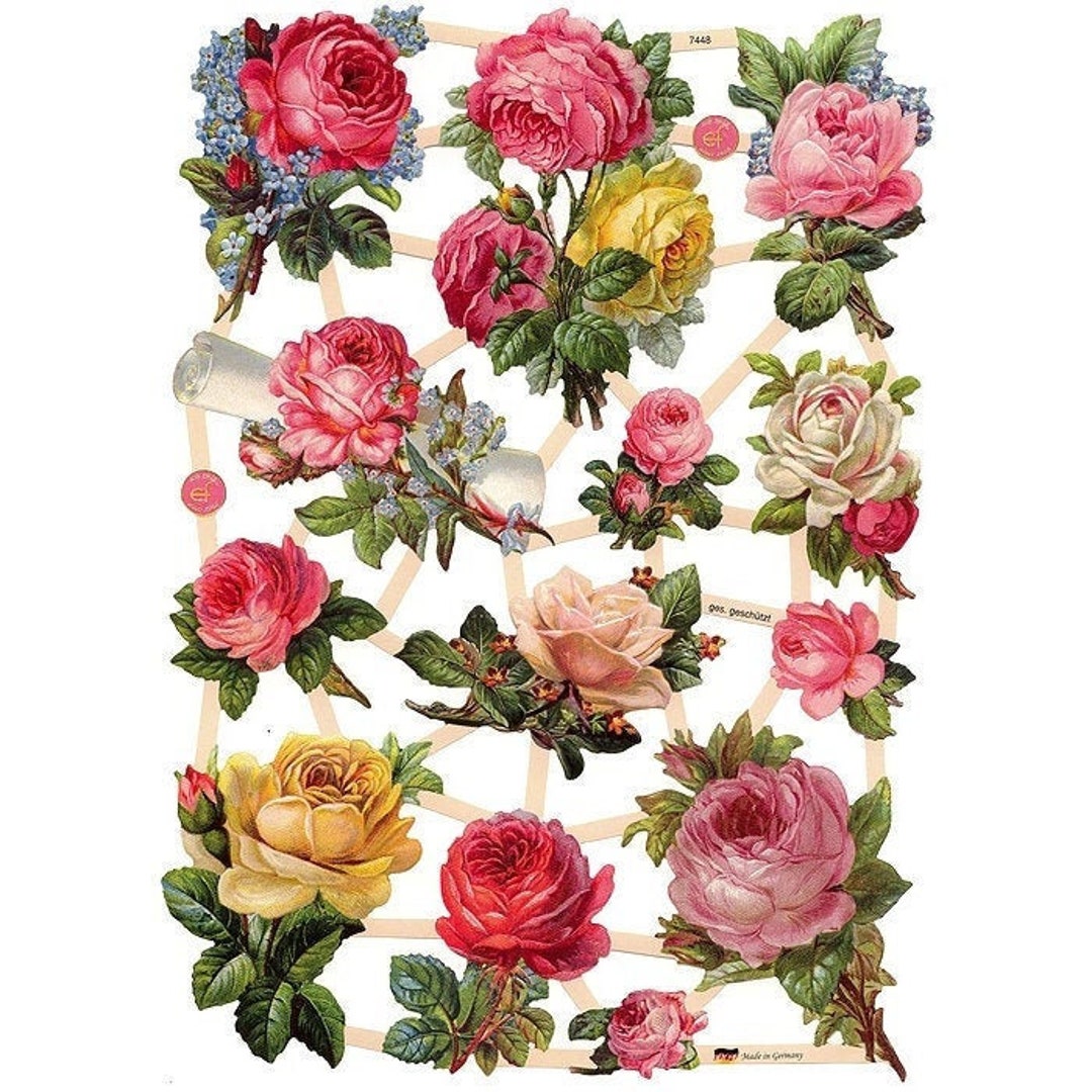 Germany Paper Scraps Die Cut Lithograph Victorian Pink Yellow - Etsy