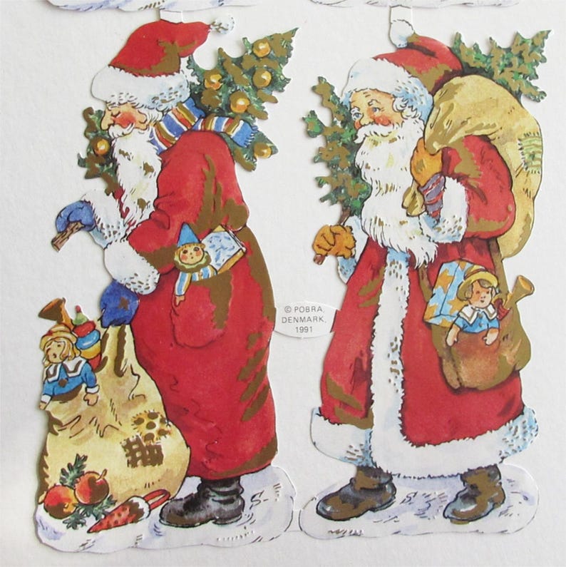 From Denmark Vintage Christmas Santa Claus Die Cut Paper Scraps E14 - Etsy