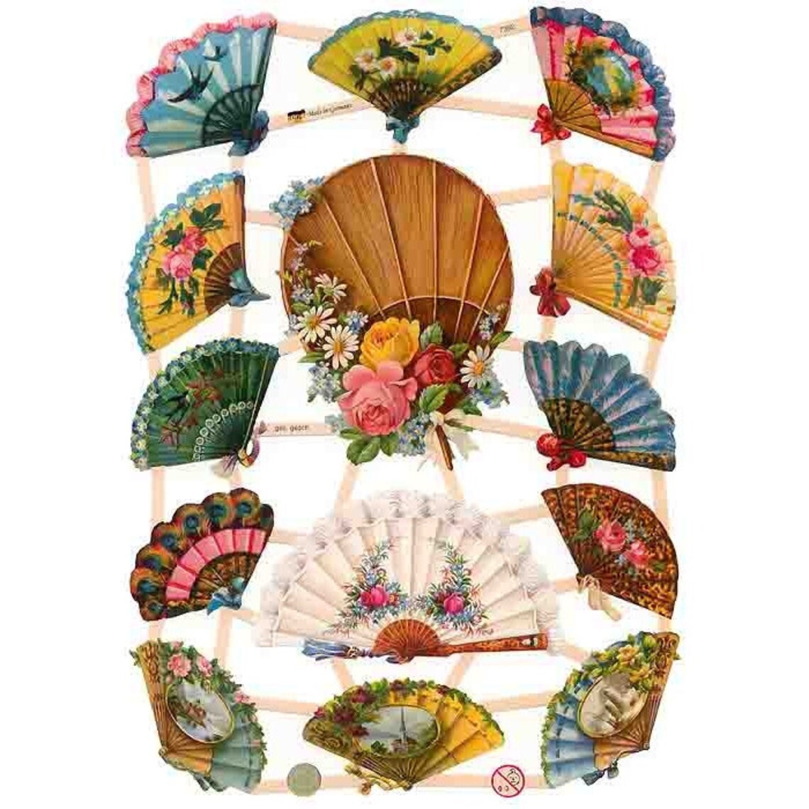 Germany Paper Scraps Lithographed Die Cut Victorian Fans Fancy | Etsy