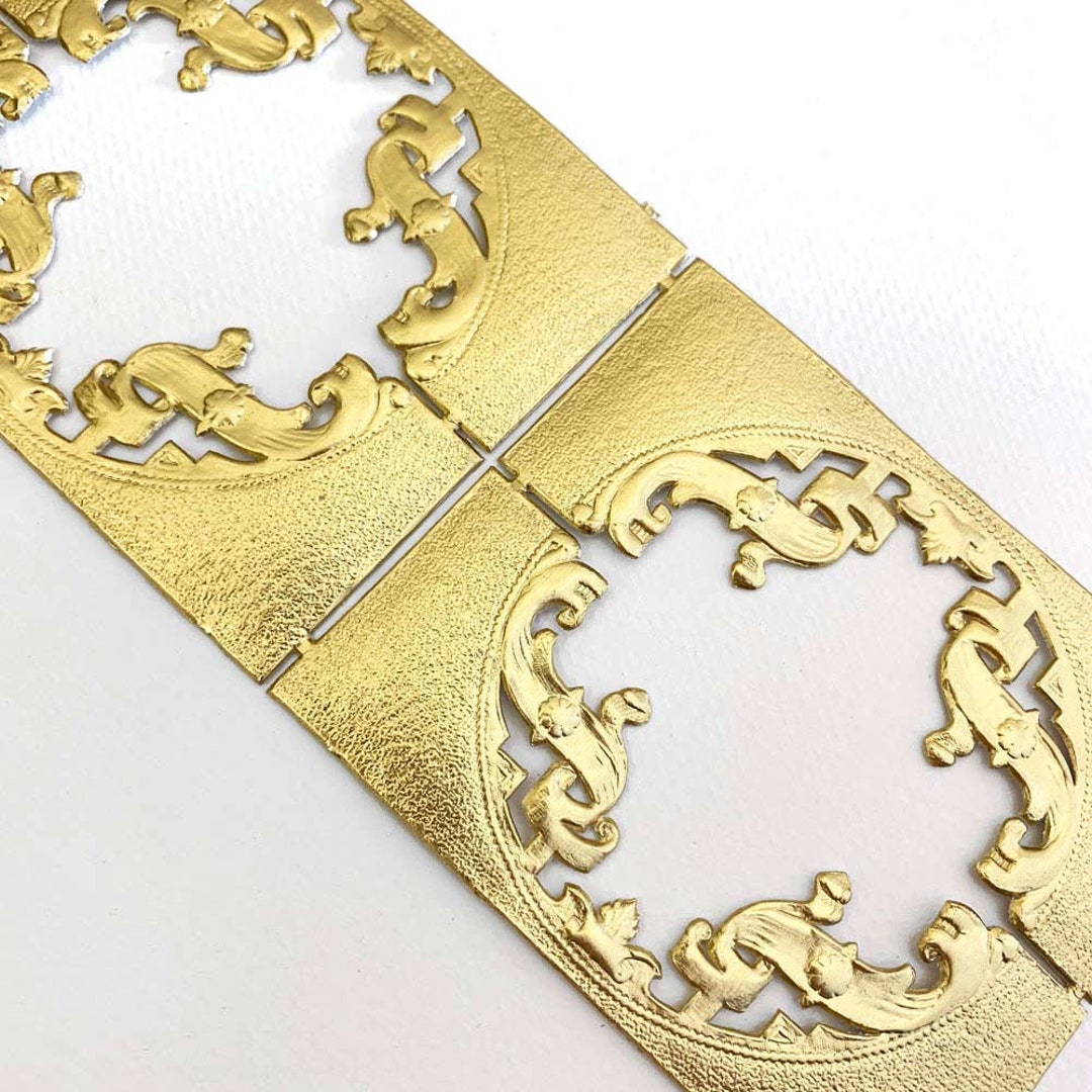 2 Sheets Dresden Trim Paper Foil Germany Gold Fancy Embellishments ...