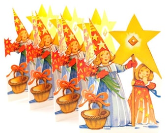 Fold Out Sweden Paper Running Frieze Lithograph Die Cut Christmas Tree ...