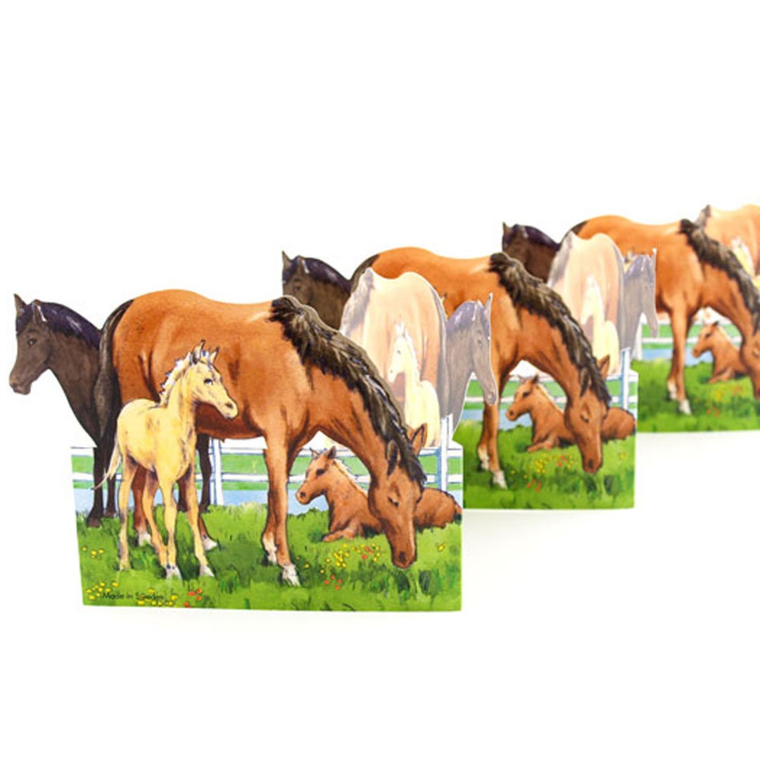 Fold Out Sweden Horses Pony in Meadow Folding Paper Frieze ~ 4" Tall ...