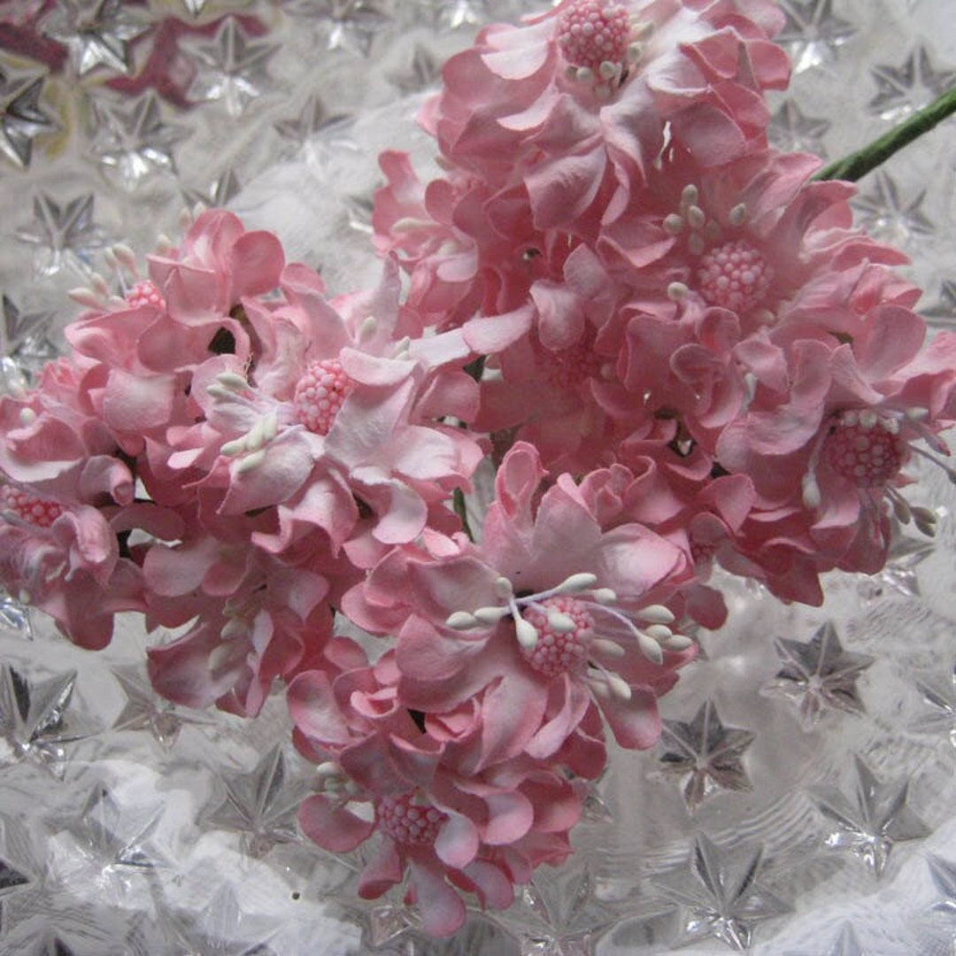 36 Pink Ruffle Daisies Paper Flowers Handmade Millinery Flower Open ...