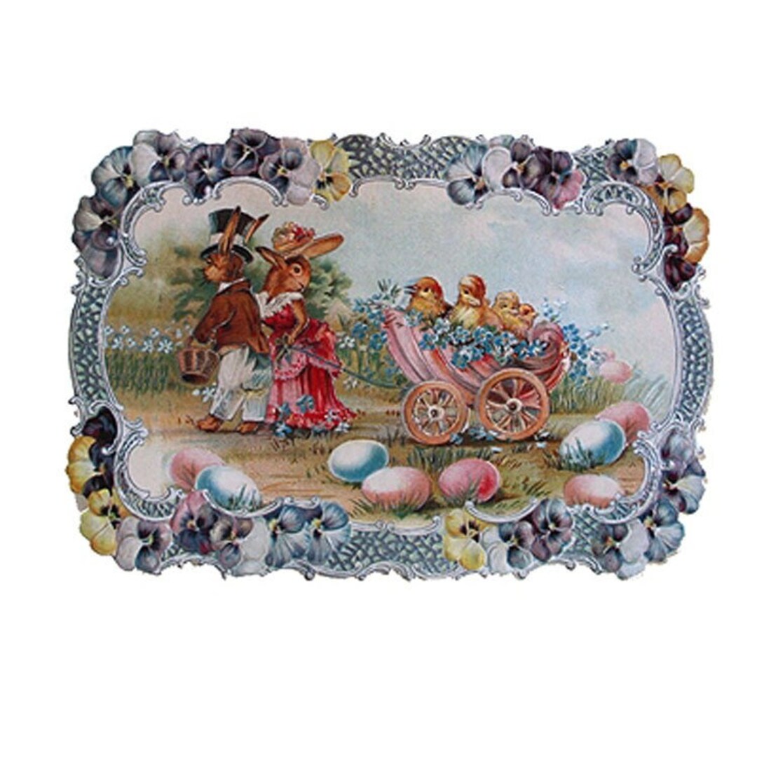 2 Easter Victorian Scraps Germany Large Lithograph Die Cut Paper Scrap ...