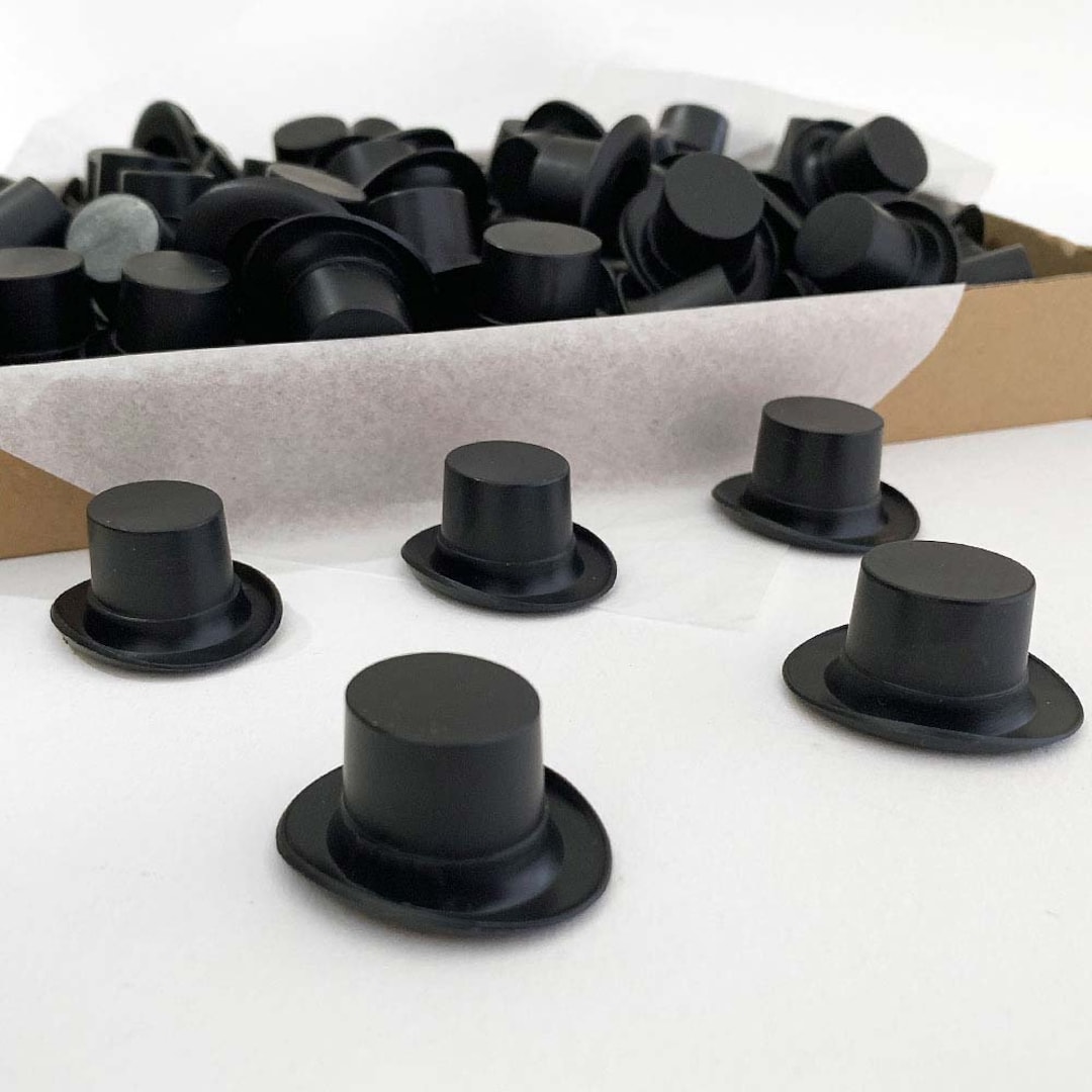 5 Germany Fancy Black Plastic Top Hats ~ 5/8" Tall Please Read ...