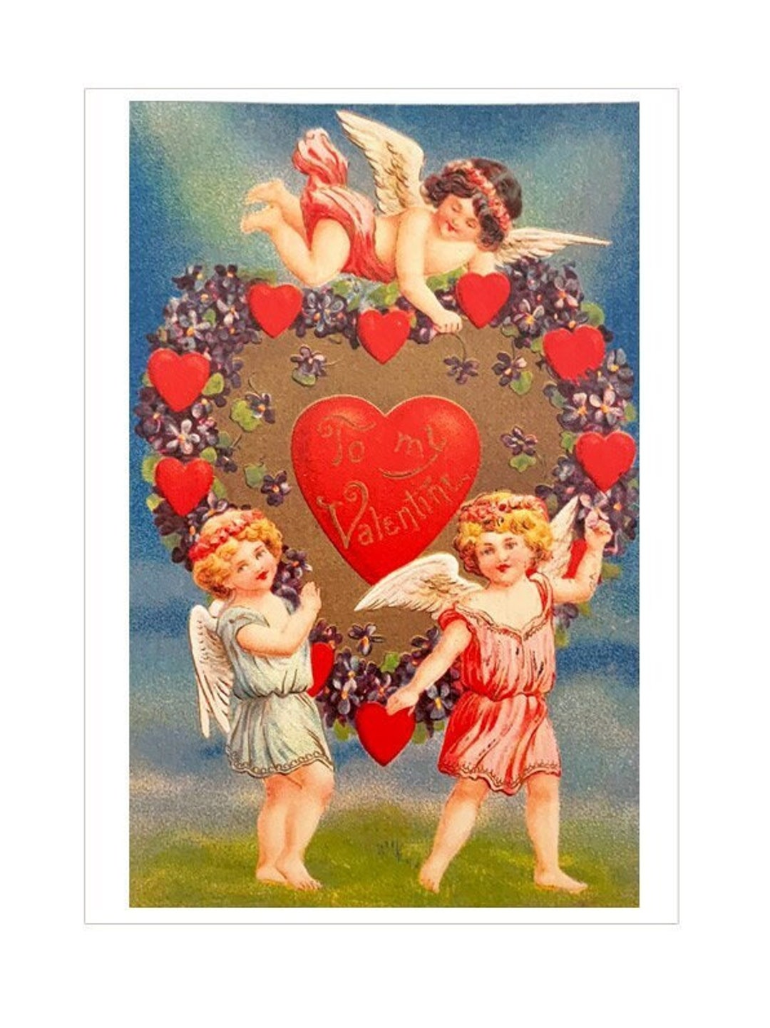 5 Valentines Holland Dutch Postcards Vintage Style Five Matching ...