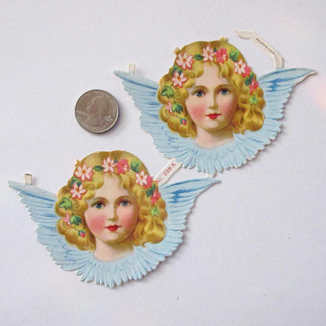 Vintage Austria Scraps Large Pastel Angels Scrap Heller Die Cut ...