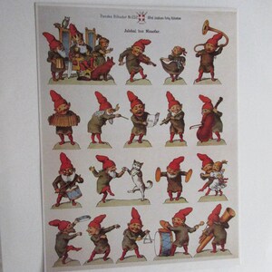 Vintage Denmark Christmas Dancing Musician Gnomes Tomte Paper Craft ...