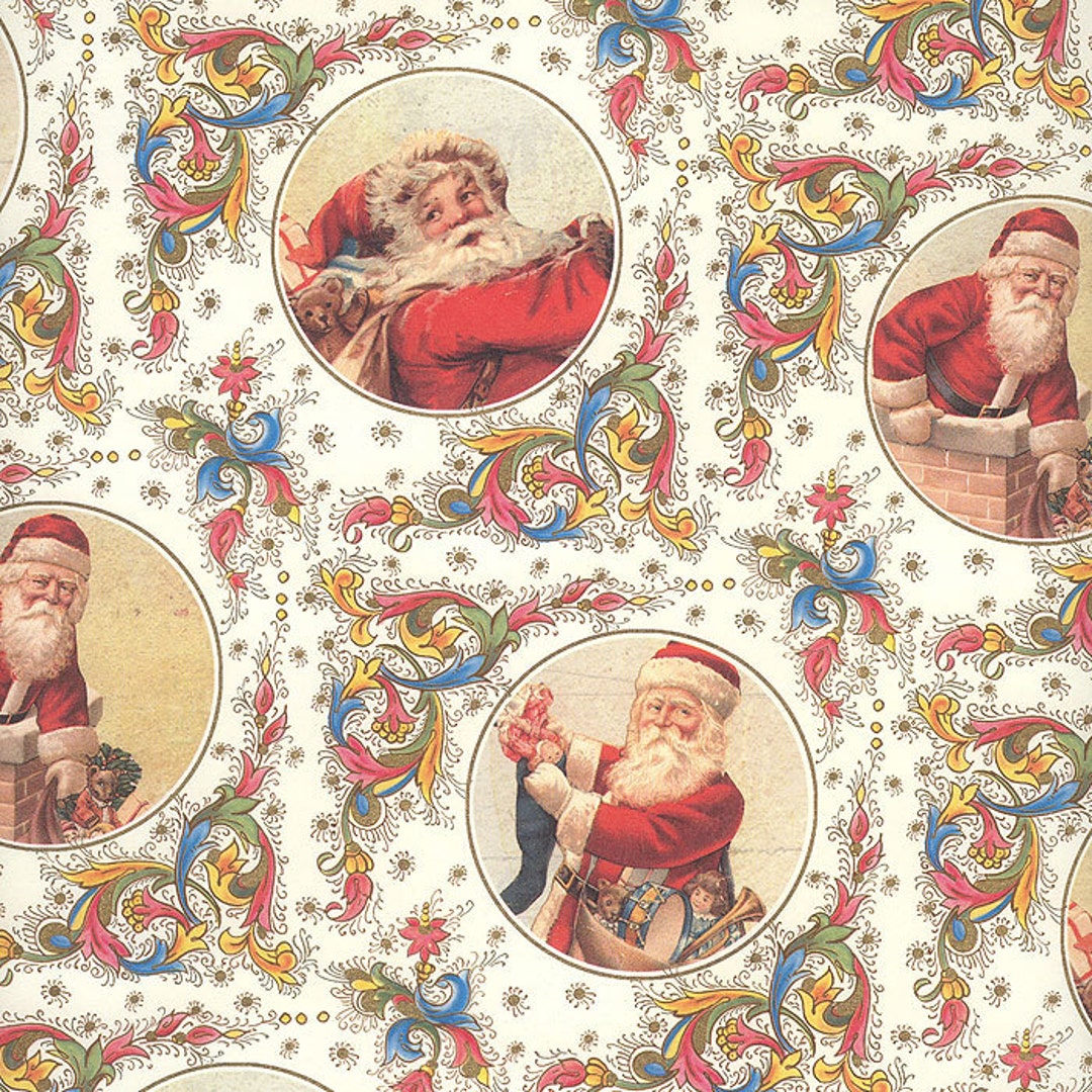 2 Sheets Italian Santa Claus Florentine Christmas Paper ~ Kartos Italy ...
