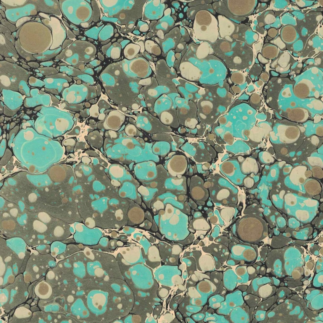 Italy Hand Marbled Paper Stone Marble Pattern in Mint and Ivory ...